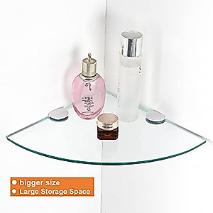 APROTOSS 12-inch Glass Corner Shelf and Glass Shelves for Shower Features Sturdy White Brackets for a Modern Look. Glass Bathroom Shelves Perfect for Displaying Toiletries and Decor