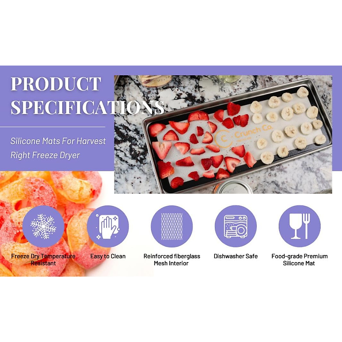 Crunch Co. Silicone Mats For Harvest Right Freeze Dryer (S - Small) 4 pack