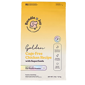 Bundle x Joy Golden Probiotic Dog Food Dry, Chicken, 4lb Bag, Natural Grain Free Adult Kibble for Digestive Health Made with Real Chicken, 20 Plant Based Superfoods, Corn, Poultry & Soy Free