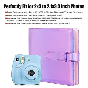 256 Pockets Photo Album for Fujifilm Instax 11 12 9 40 Mini Camera, Polaroid Camera, Photo Album for Fujifilm Instax Mini Evo Liplay 90 8 7+ Instant Camera, Polaroid HP Zink 2x3" Photos (Magic Purple)