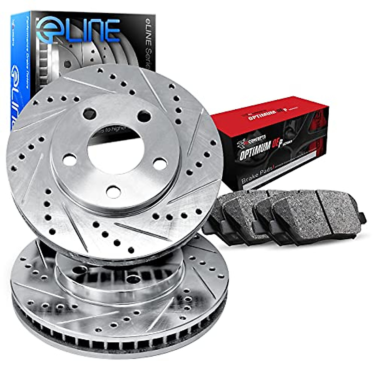 R1 Concepts Front Brakes and Rotors Kit |Front Brake Pads| Brake Rotors and Pads| Optimum OEp Brake Pads and Rotors - 1EC.39008.04