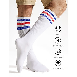 Joulli Men's White Knee High Tube Socks 3 Pairs