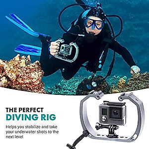 Movo GB-U70 Underwater Diving Rig for GoPro Hero with Cold Shoe Mounts, Wrist Strap - Works with HERO3, HERO4, HERO5, HERO6, HERO7, HERO8, Osmo Action Cam - Perfect Scuba Gear GoPro Accessory