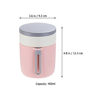 BESTonZON Insulated Food Jar Leak-proof Soup Cup with Spoon Stainless Steel Vacuum Lunch Box Breakfast Cup Thermal Cereal Cup Sealing Soup Cup for Hot Cold Food 450ml