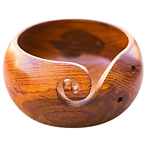 Wooden Yarn Bowl Holder Rosewood - Knitting Bowl with Holes Storage - Crochet Yarn Holder Bowl - Perfect for Mother's Day!