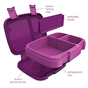 Bentgo® Fresh – Leak-Proof, Versatile 4-Compartment Bento-Style Lunch Box with Removable Divider, Portion-Controlled Meals for Teens and Adults On-The-Go – BPA-Free, Food-Safe Materials (Purple)