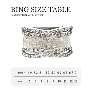 LAVINA Unique CZ Faux Diamond Matte Finish Hammered Band Ring For Proms, Holiday, Birthday (Gold, 8)