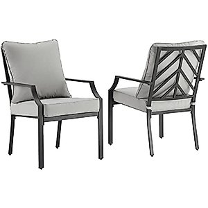 Crosley Furniture Otto 2-Piece Outdoor Chair Set, Dining Patio Chairs for Deck, Backyard, Matte Black with Gray Cushions