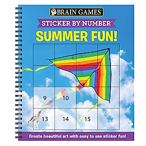 Brain Games - Sticker by Number: Summer Fun! (Easy - Square Stickers): Create Beautiful Art With Easy to Use Sticker Fun!
