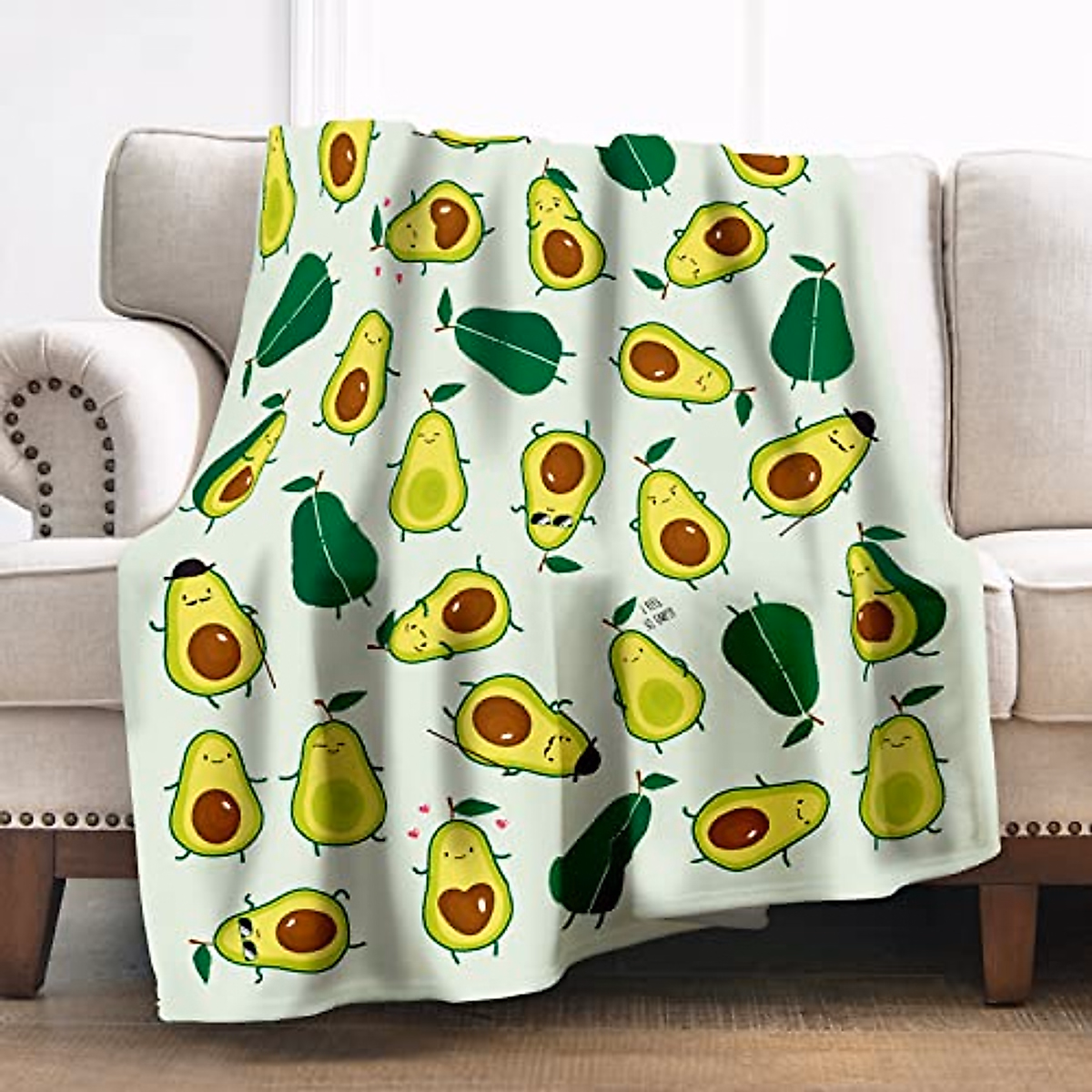 Levens Avocado Blanket Gifts for Women Girls Boys, Adorable Fruit Decoration for Home Bedroom Living Room Crib Couch, Super Soft Cozy Smooth Lightweight Throw Blankets Green 50"x60"