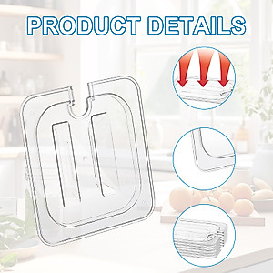 Voittozege 12 Pcs Clear Plastic Table Pan Lid, 1/6 Size Polycarbonate Food Pan Lids with Handle Food Pan Lids polycarbonate lids for Restaurant Commercial Food Container Storage