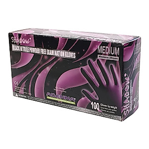 Adenna SHD935 Shadow 6 mil Nitrile Powder Free Exam Gloves (Black, Medium) Box of 100