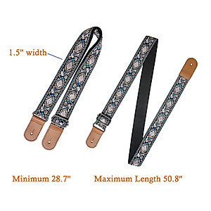 Farcaya Ukulele Strap Jacquard Flower for Soprano Concert Tenor Baritone UKE Neck Strap Lock Button (White Flower)