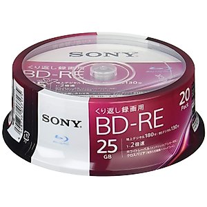 Sony Video for Blueray 20bne1vjpp2 (BD – RE1 Layer: 2 X Speed 20 Pack)
