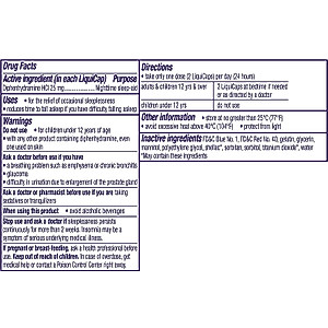 ZzzQuil, Nighttime Sleep Aid LiquiCaps, 25 mg Diphenhydramine HCl, No.1 Sleep-Aid Brand, Non-Habit Forming, Fall Asleep Fast, 12 Count