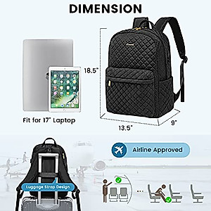 LOVEVOOK Travel Laptop Backpack Women 17 Inch Large Capacity Backpack Purse with Dual Computer Compartment Work Backpack Airline Approved Carry on Backpack for Business College, Black