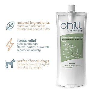 Calming Peanut Butter for Dogs – Dog Calming Peanut Butter with Chamomile, Melatonin, Magnesium and Apple, Helps Reduce Anxiety in Dogs, 8 Ounces