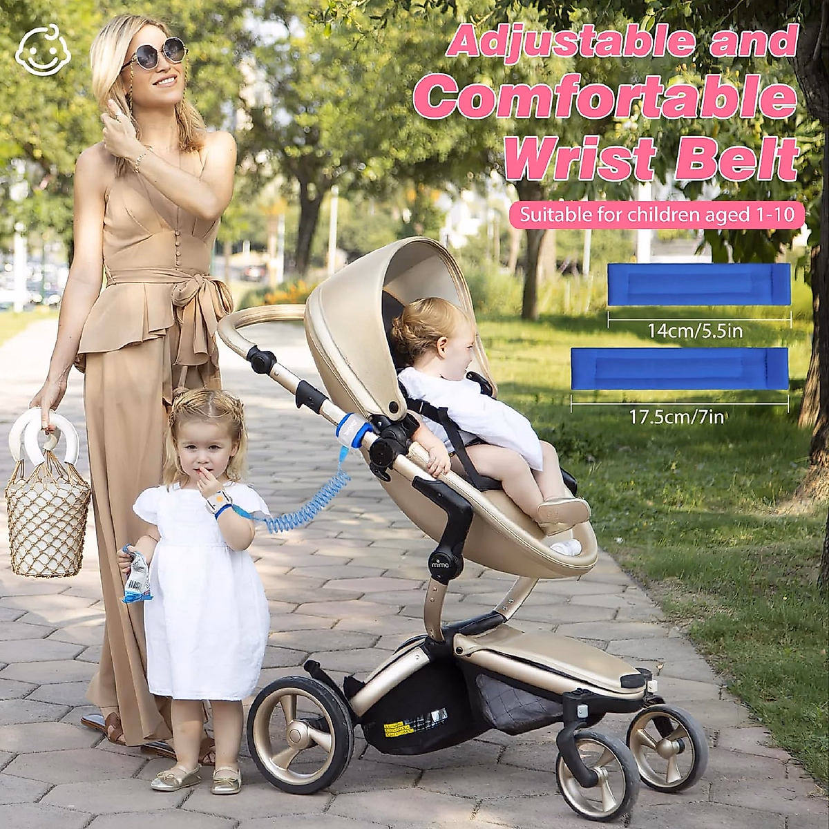 Zooawa Toddler Leash, Toddler Kids Harness Anti Lost Wrist Link with Magnetic Lock, Reflective Safety Baby Child Walking Wristband Leash for 2,3,4 Years Old Boys Girls, Blue