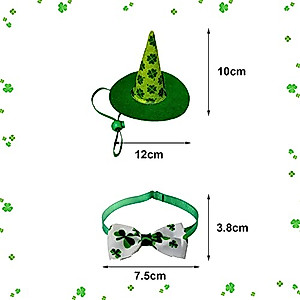 St Patricks Day Dog Costume,St Patrick's Day Cat Dog Hat with Collar,Green Shamrock Cat Dog Hat,St Patricks Day Puppy Outfit Bow Tie,St Patrick Costume for Dogs Puppy Cat Pet Party Dress-up Cosplay