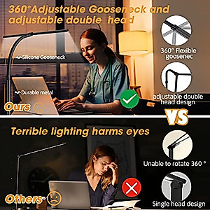 SOMAYO LED Desk Lamp，Architect Desk Lamps for Home Office，24W Brightest Led Workbench Office Lighting-5 Color Modes and 5 Dimmable Eye Protection Modern Desk Lamp for Monitor Studio Reading (b-Black)