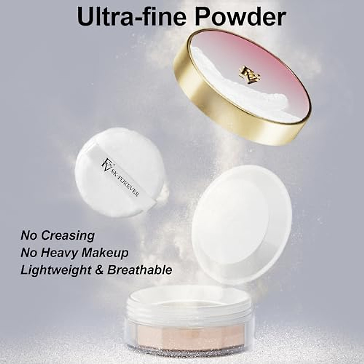 FV Translucent Powder Setting Powder, Oil-control & Long Lasting Loose Face Powder, Waterproof, Lightweight & Blurring Pores Finishing Powder, Talc-free Baking Powder Makeup, Translucent