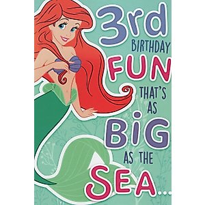 Ariel The Little Mermaid Under the Sea Age 3 Three Birthday Card