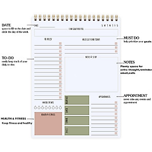 To Do List Notepad 52 Sheets Tear Off Daily Planner,5.8" x 8.4" Organizing To-do Notepads