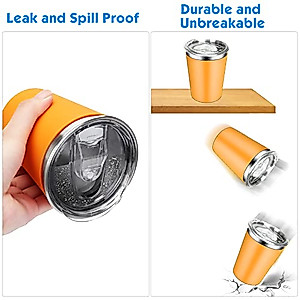 IEBIYO 10 Pack Kids Cups with Straws and Lids Spill Proof Toddlers Mugs with Colorful Silicone Sleeves Kids Stainless Steel Cups Smoothie Tumblers with Lids for Cold & Hot Drinks（12oz (10 Color)