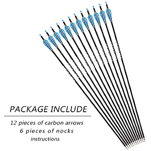 Musen Archery 30/28 Inch Carbon Practice Targeting Arrows with Removable for Youth Compound & Recurve Bow Target (Pack of 12)