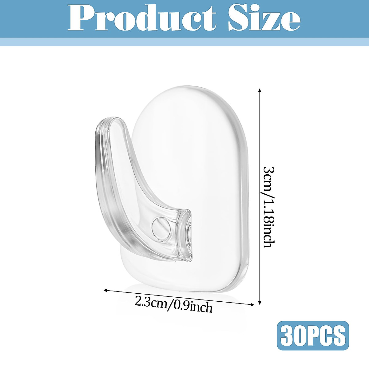 30PCS Clear Adhesive Hooks Wall Hooks Christmas Window Hanger Ring Hanger, Transparent Reusable Small Acrylic Sticky Hangers with Non Marking Sticker for Home Kitchen Bathroom Bedroom Office Use