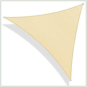 ColourTree 12' x 12' x 12' Beige Sun Shade Sail Triangle Canopy Awning Shelter Fabric Cloth Screen - UV Block UV Resistant Heavy Duty Commercial Grade - Outdoor Patio Carport - (We Make Custom Size)