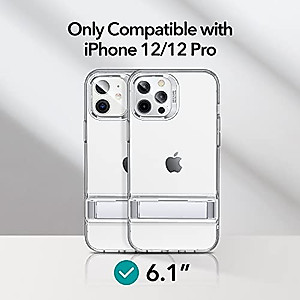 ESR Metal Kickstand Case Compatible with iPhone 12 Case/Compatible with iPhone 12 Pro Case (2020) [Patented Design] [Two-Way Stand] [Reinforced Drop Protection] Flexible TPU Soft Back, 6.1" - Clear