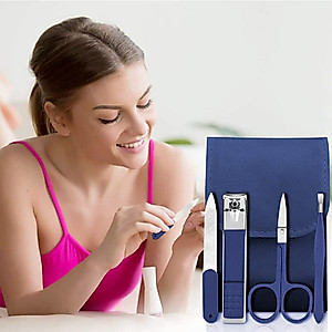 Nail Clipper Set Manicure Set Men Aceoce Mini Travel Manicure Grooming Kit Gift for Men Lovers Parents 4Pcs Personal Care Nail Care Tools Kit (BLUE us)
