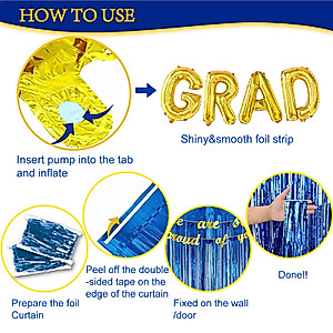 2022 Graduation Party Decorations-Blue and Gold We Are So Proud Of You Banner, Congrats Grad Balloon Foil Curtain Backdrop Party Supplies, Photo Prop for Indoor Outdoor Home High School, College
