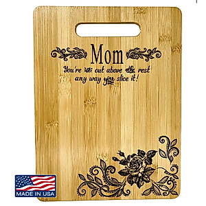 Mother's Gift – Bamboo Cutting Board Design Mom Gift Mother's Day Gift Birthday Christmas Gift Engraved Side For Décor Hanging Reverse Side For Usage (8.75x11.5 Rectangle)