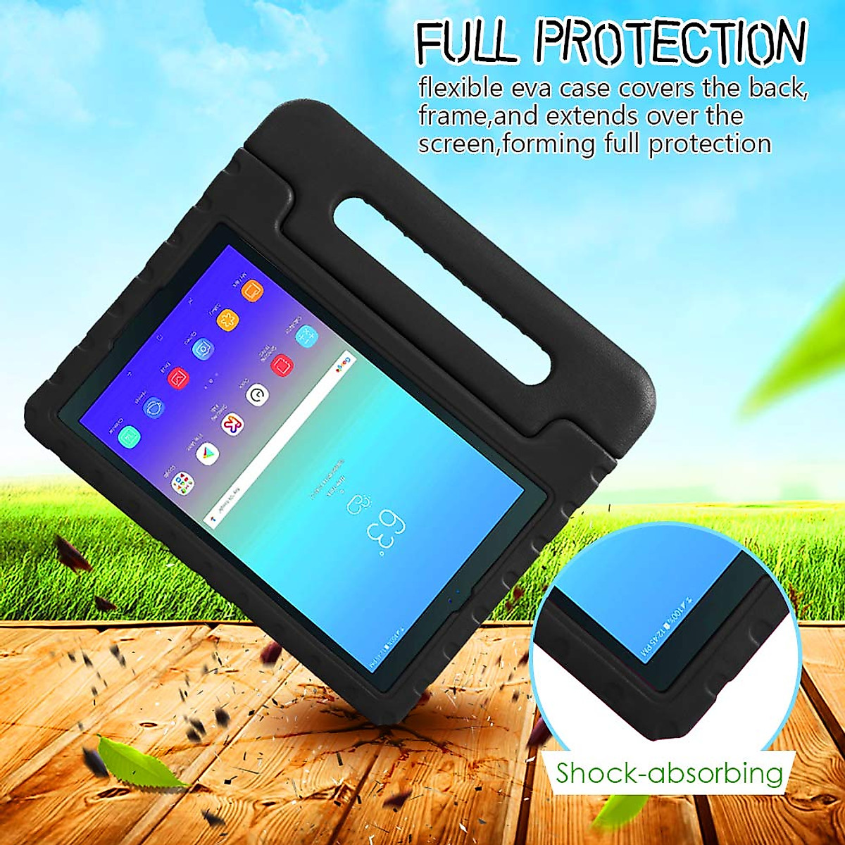 NEWSTYLE Kids Case for Samsung Galaxy Tab A 10.5 Inch 2018 - Shockproof Light Weight Protective Handle Stand EVA Kids Case for Samsung Galaxy Tab A 10.5 2018 Model SM-T590 T595 T597 (Black)