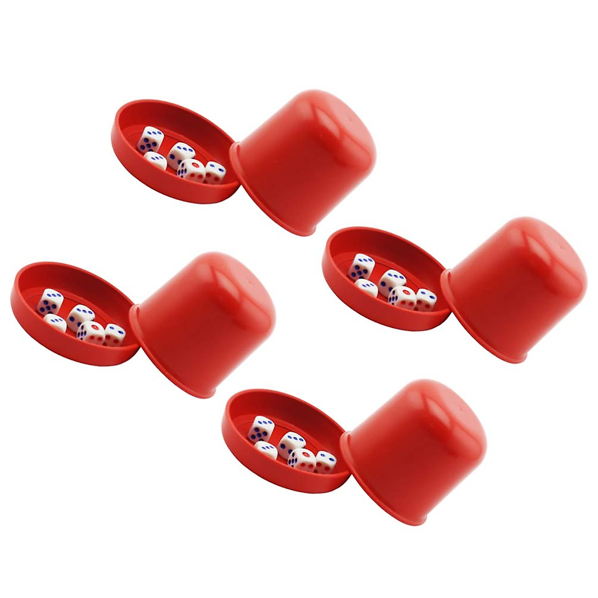 NUOBESTY Dice Cup Set Games Professional Plastic Dot Dices for Liars Farkle Bar Ktv Anti Cheating Dice Box with 5 Dices (Red)