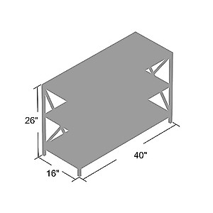 Beyideal 3 Tier Open Shelf Industrial Wood Metal Bookcase Home Office Storage, 40 Inch, Barnwood
