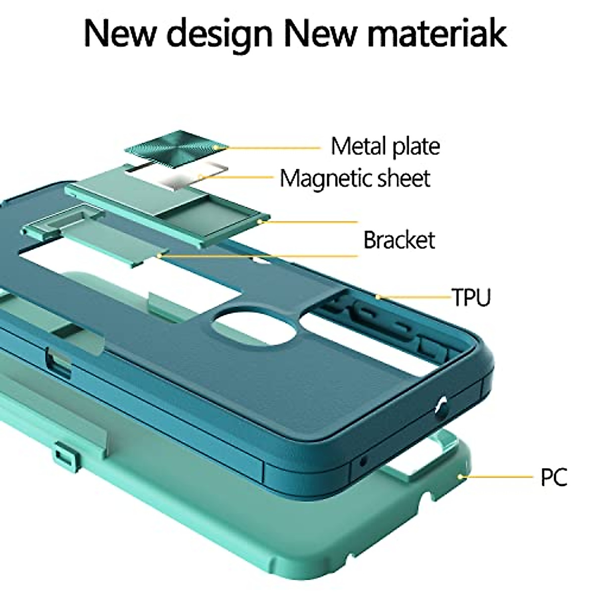 MDCN for Moto G Pure case,Motorola G Pure case, Military Grade Heavy Duty with HD Screen Protector Magnetic Ring Kickstand Car Mount Protection Armor Phone Case Cover for Motorola Moto G Pure, Mint