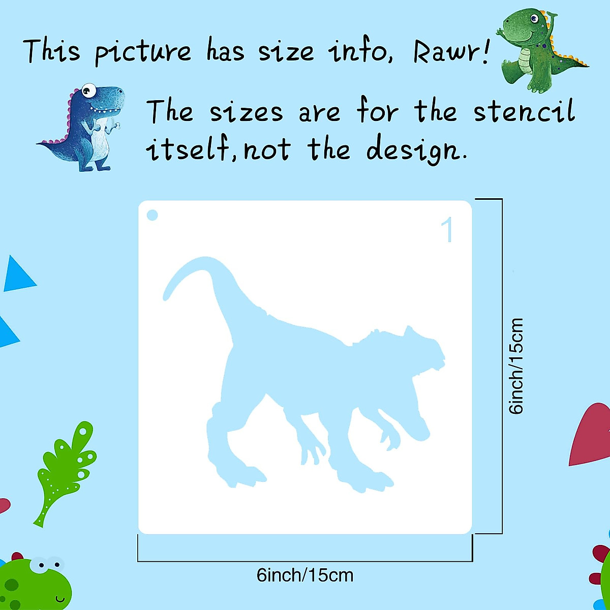 Kyteazr Stencils 30 Pcs 6x6 inch, Reusable & Washable Dinosaurs Stencils for Painting, DIY Crafts, Wall Art and Playtime