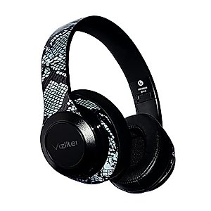 Vizliter Bluetooth Headphones, TWS Deep Bass Wireless Over-Ear Headset 5.0 with Built-in Mic LED Lights, Noise Cancelling (Snake)
