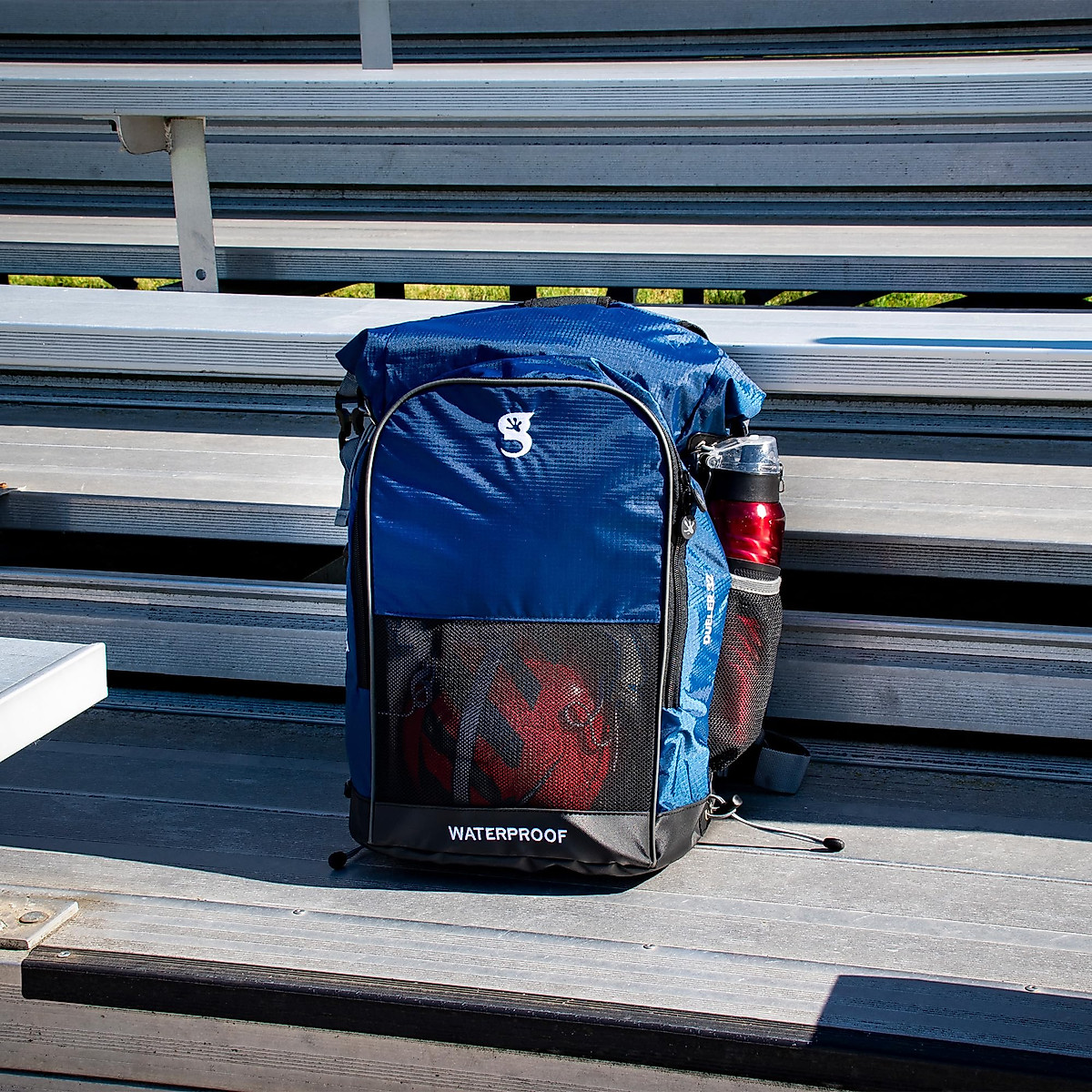 geckobrands Dueler Waterproof 32L Backpack (Royal Blue/Grey), Use for nearly any sport, 2 compartments, Separate Wet from Dry, Personalize