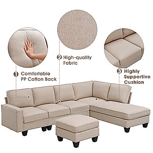 Merax Modern Convertible Sectional Sofa,U Shape Sectional Sofa for Living Room, 7 Seat L Shaped Living Room Sofa Set with Ottoman for Living Room,Apartment,Office