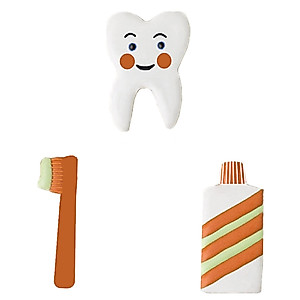 Mini Tooth Series Cookie Cutters Set of 3 pcs, Stainless Steel Fondant Cutter Molds Baking DIY (Toothpaste+Toothbrush+Tooth)