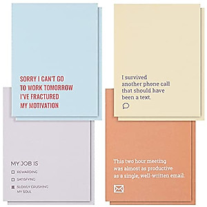 Juvale 8 Pack Funny Notepads with Sarcastic Sayings, Demotivational Notebooks for The Office, Coworkers, Employee, Colleagues, Adults, 4 Sarcastic Designs (4.25 x 5.5 Inches)