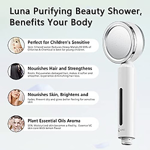 FACHIOO Vitamin C Shower Head Filter - Hard Water Softener - Chlorine & Fluoride Filter - Water Purifying Filtered High Pressure Handheld Shower head - Helps Dry Skin & Hair Loss with Lemon Fragrance