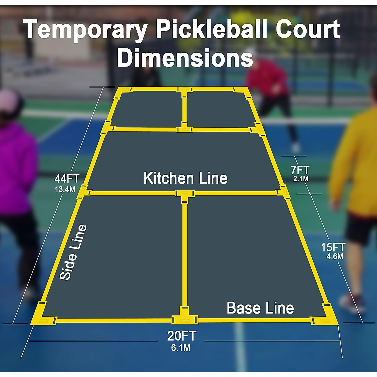 Zdgao Pickle Ball Court Marking Kit - Official Size Court Lines Floor Marker for Indoor Outdoor Pickle Ball Tennis Game