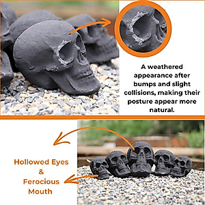 Heyfurni Ceramic Skulls for Fire Pit, Outdoor Fire Tables, 10pcs Reusable Spooky Imitated Human Skull Gas Log for Party, Bonfire,Campfires, Fireplaces, 3 inch