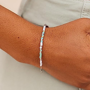 Pura Vida Bracelets Pack Sunny Seabright Days Bracelet Stack - Set of 3 Stackable Bracelets for Women, Summer Accessories & Cute Bracelets for Teen Girls - 1 Chain Bracelet & 2 String Bracelets