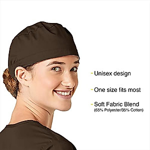 WonderWink WonderWORK Unisex Solid Scrub Cap — One Size Fits Most, Chocolate